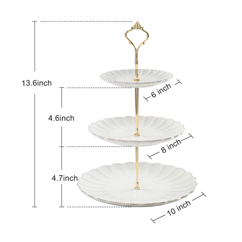 House of Hampton® 3 Tier Ceramic Cake Stand Wedding, Dessert Cupcake ...