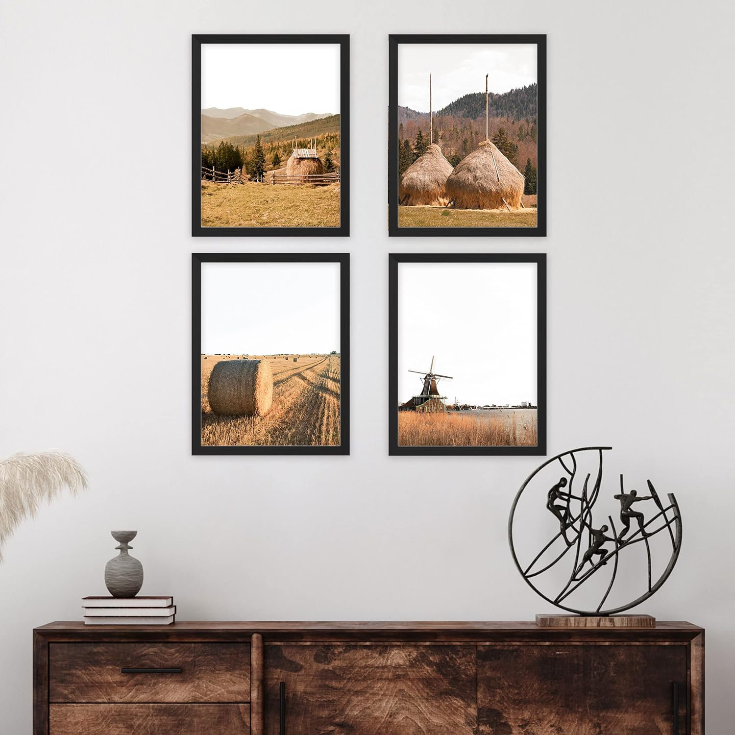 SIGNLEADER Framed Dutch Windmill Set Of 4 Mountain Farm Valley ...