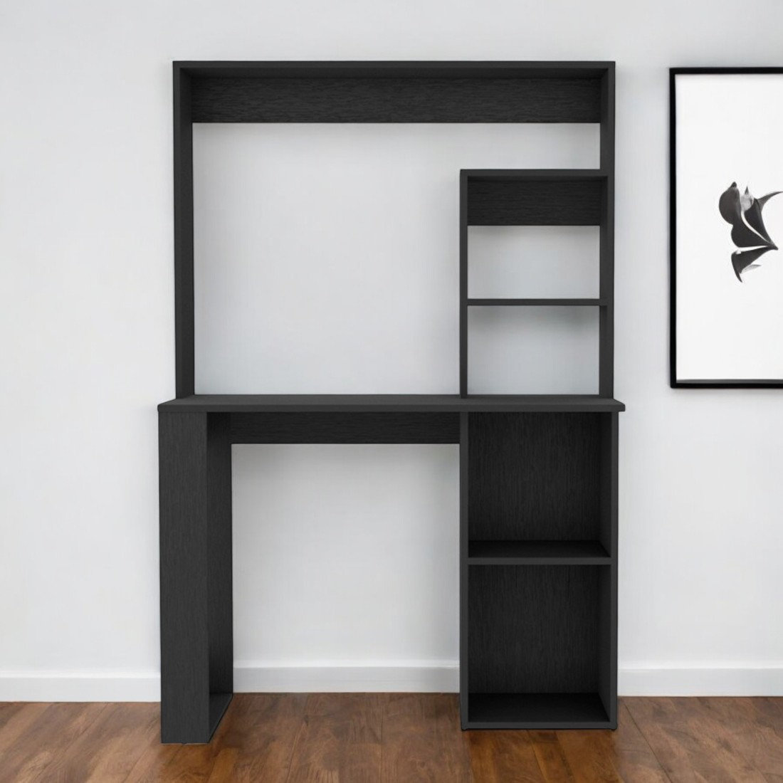 HomeRoots 58" Black Wood Computer Desk With Hutch | Wayfair