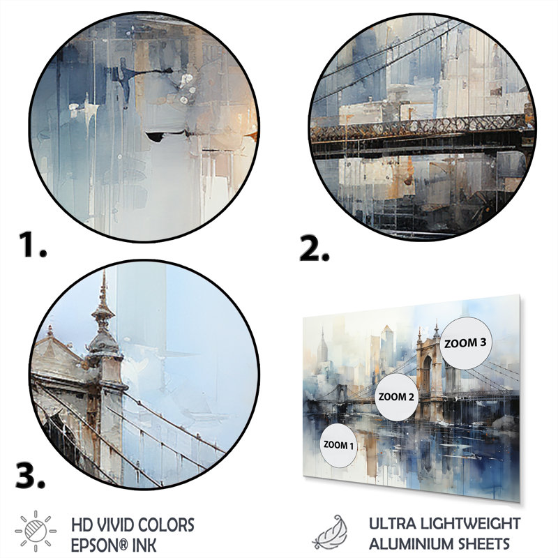 Design Art Blue Bridge Reflective Connections - Architecture Metal Wall ...