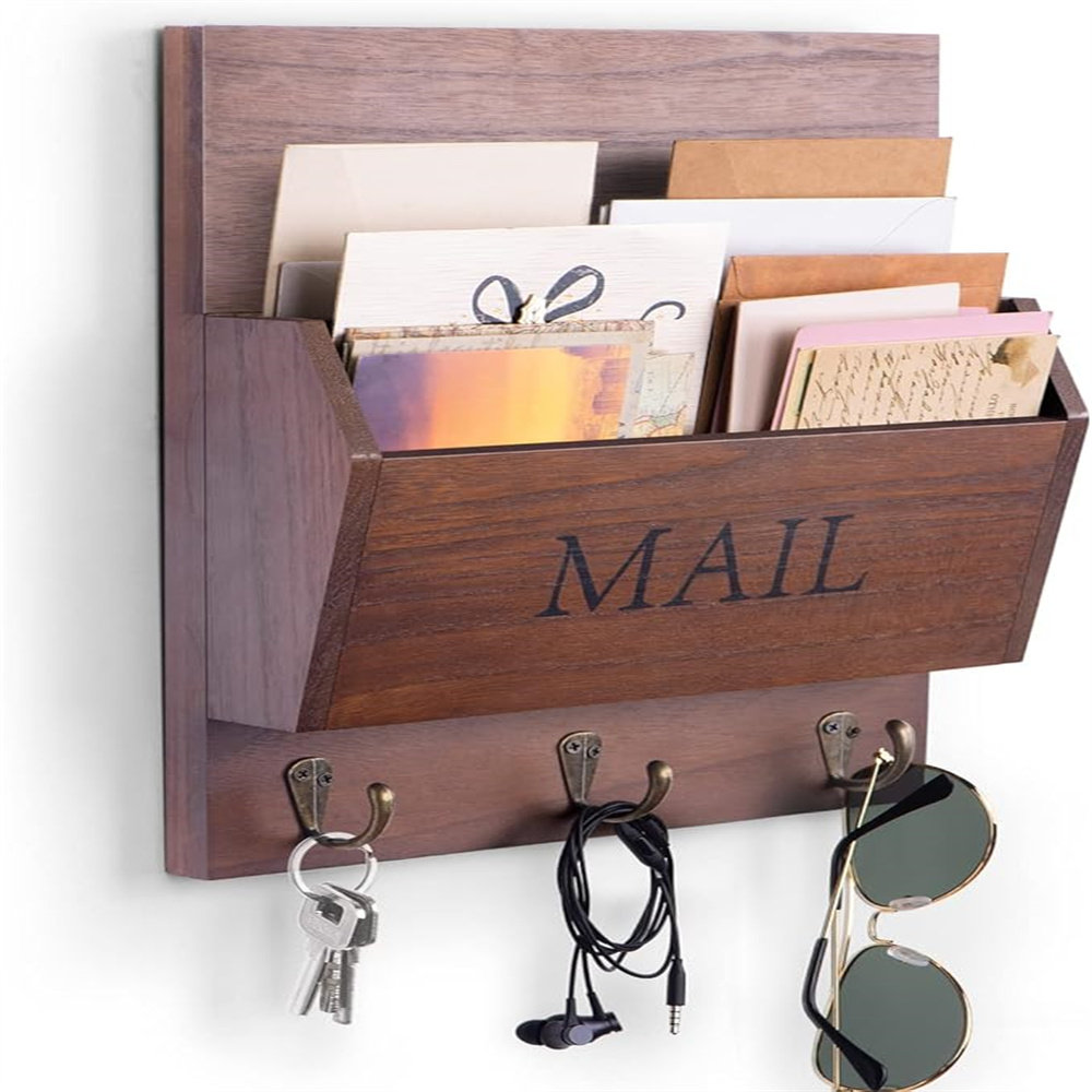 RIZPET Mail Organizer With Key Holder For Wall Decorative Mail Sorter ...