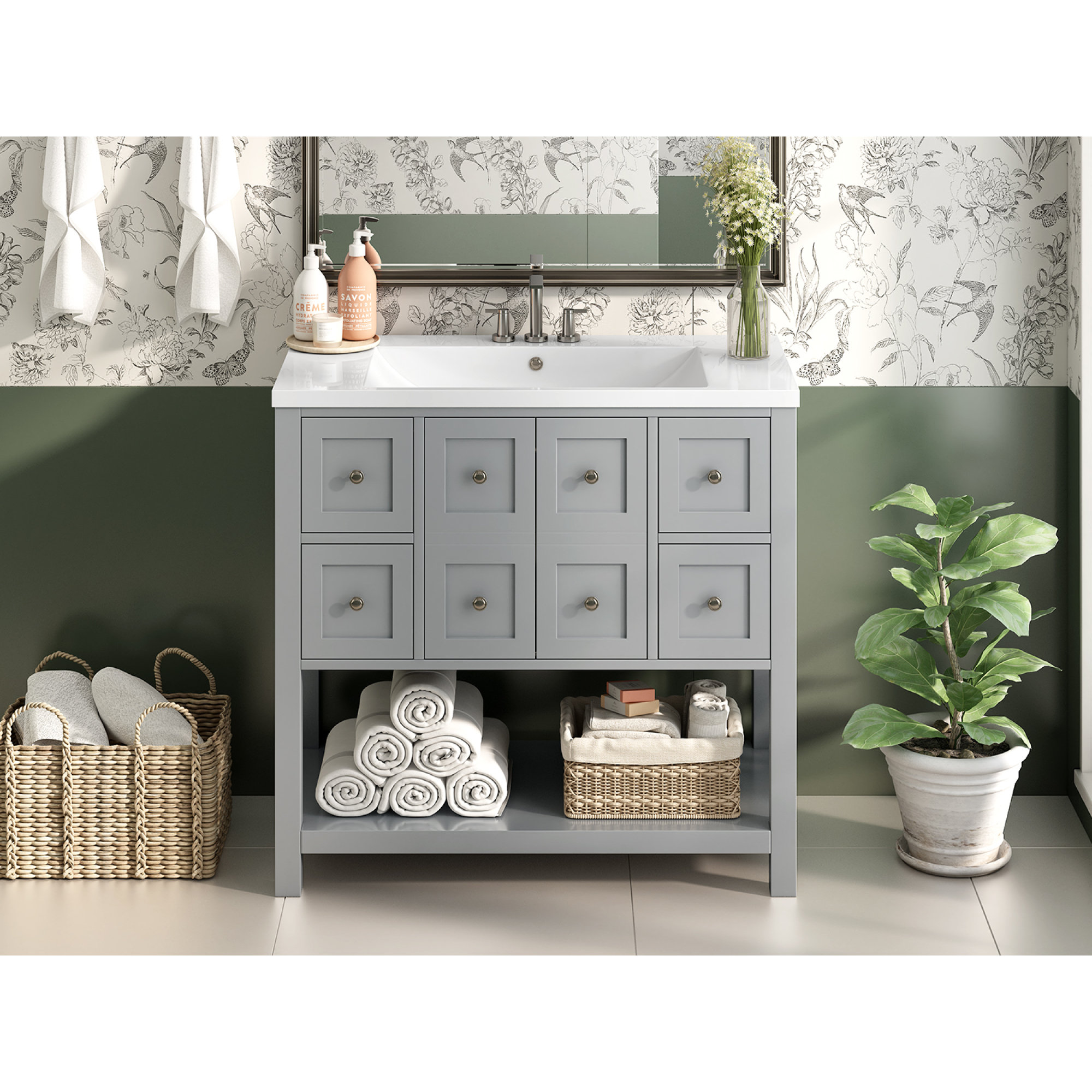 Winston Porter '' Bathroom Vanity With Undermount Sink - Free Standing ...