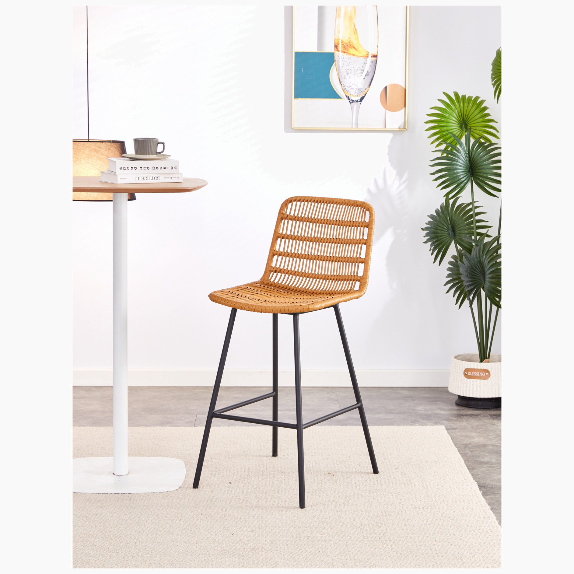 Bayou Breeze Rattan Bar Stool,Set Of 2 - Wayfair Canada