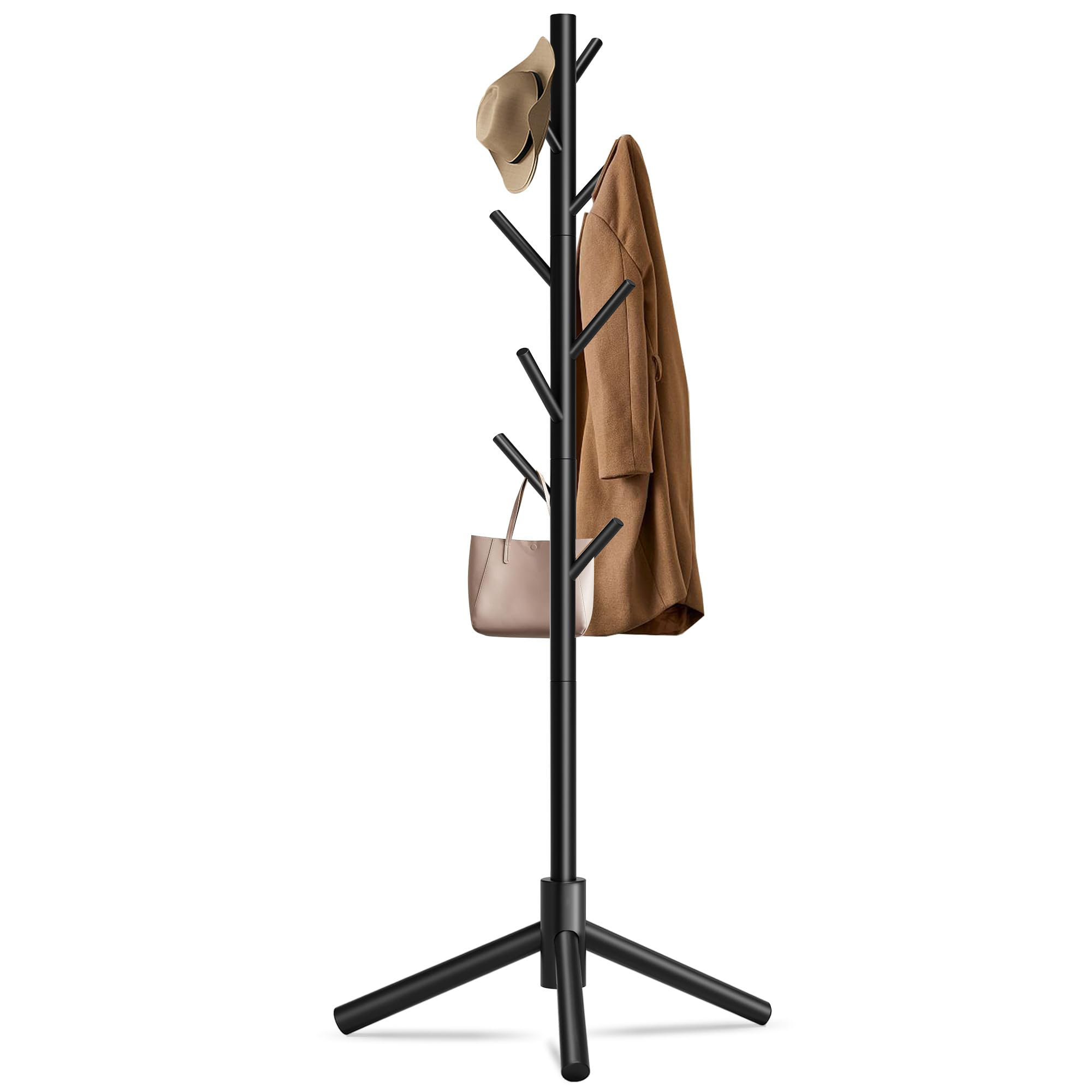 Ebern Designs Durable Wooden Coat Rack, Freestanding Coat Rack With ...