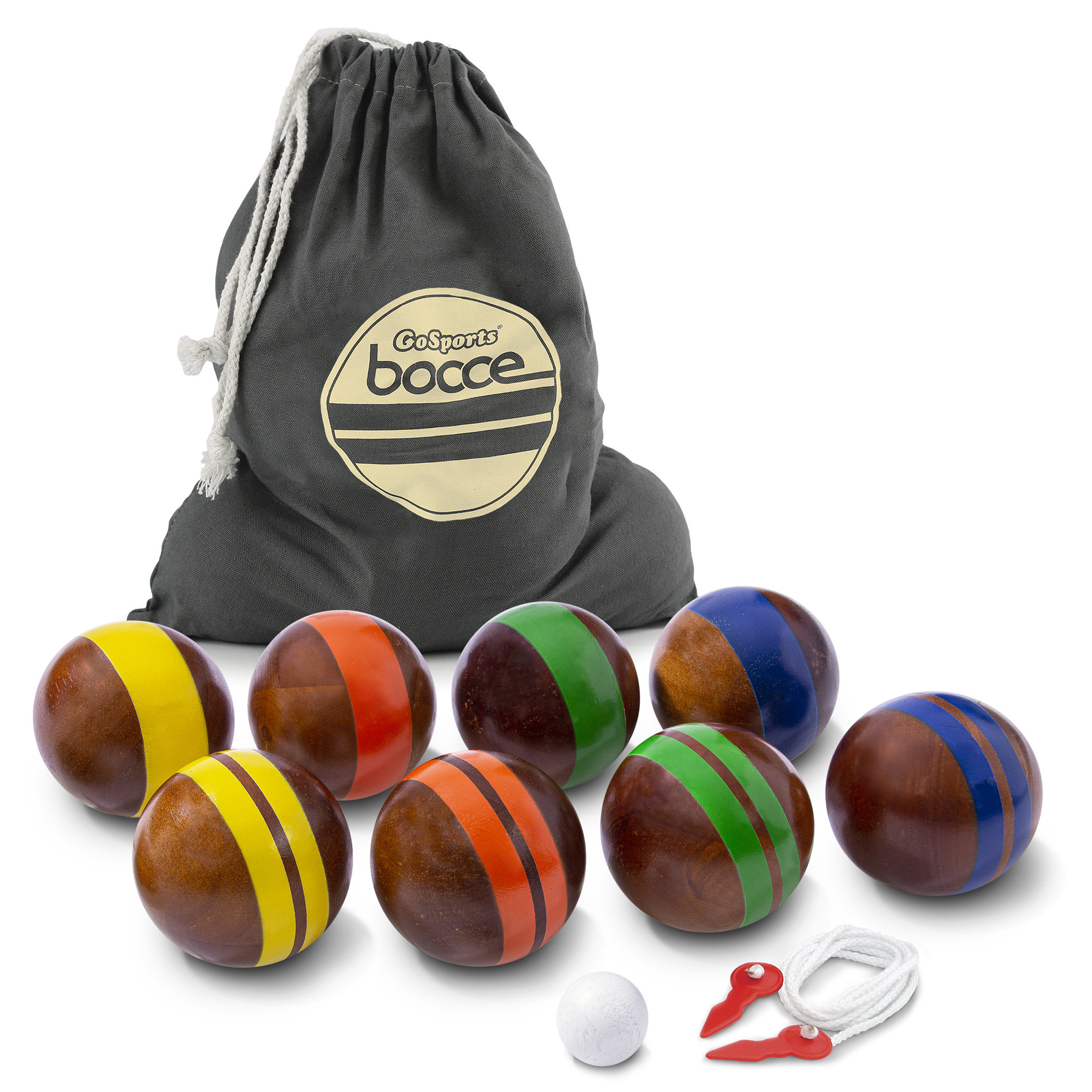 GoSports 100mm Hardwood Bocce Ball Set with Carrying Case for Backyard ...
