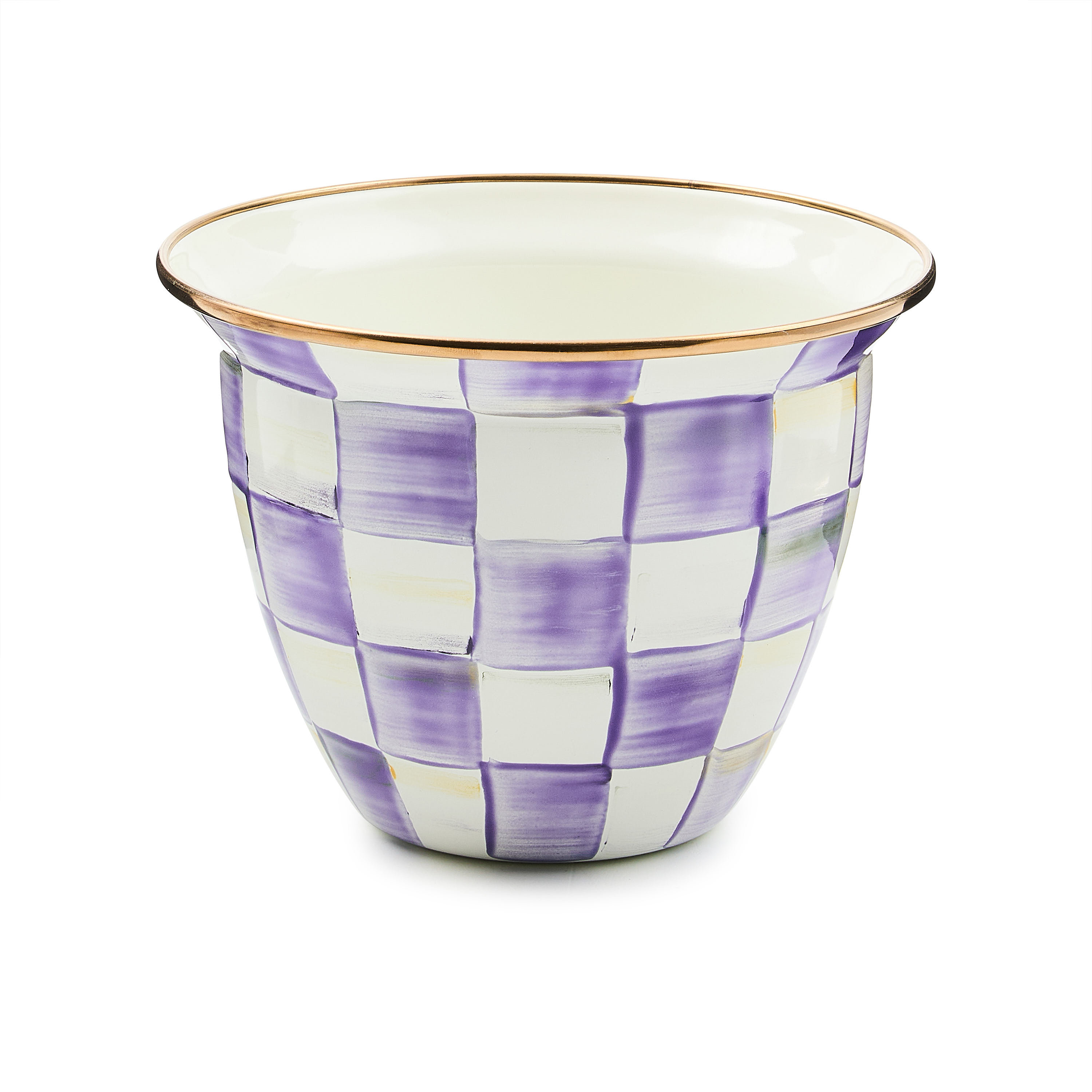 MacKenzie-Childs Violet Check Large Flower Pot | Wayfair