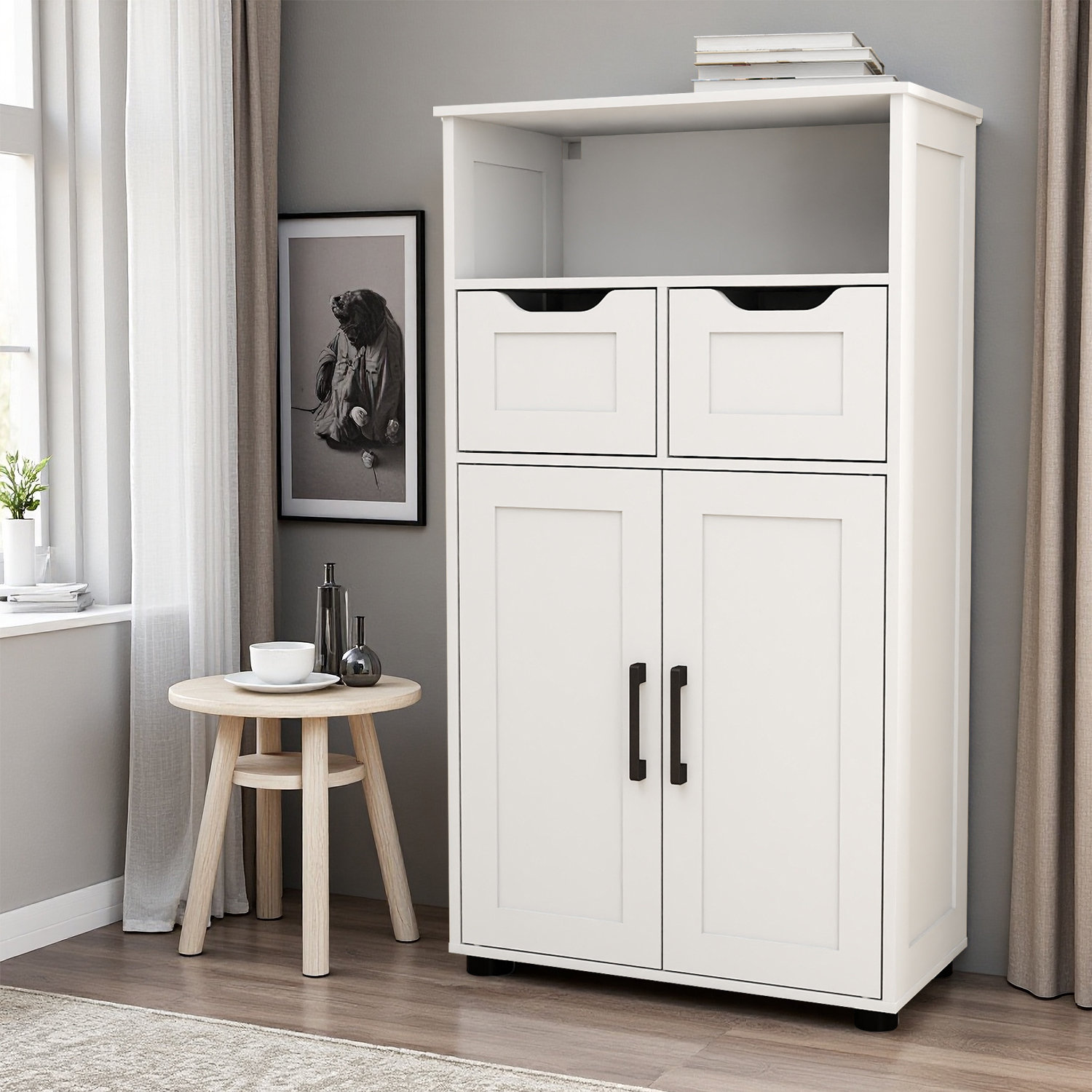 Ophelia & Co. Farmhouse Storage Cabinet ,Versatile Double-Door Storage ...