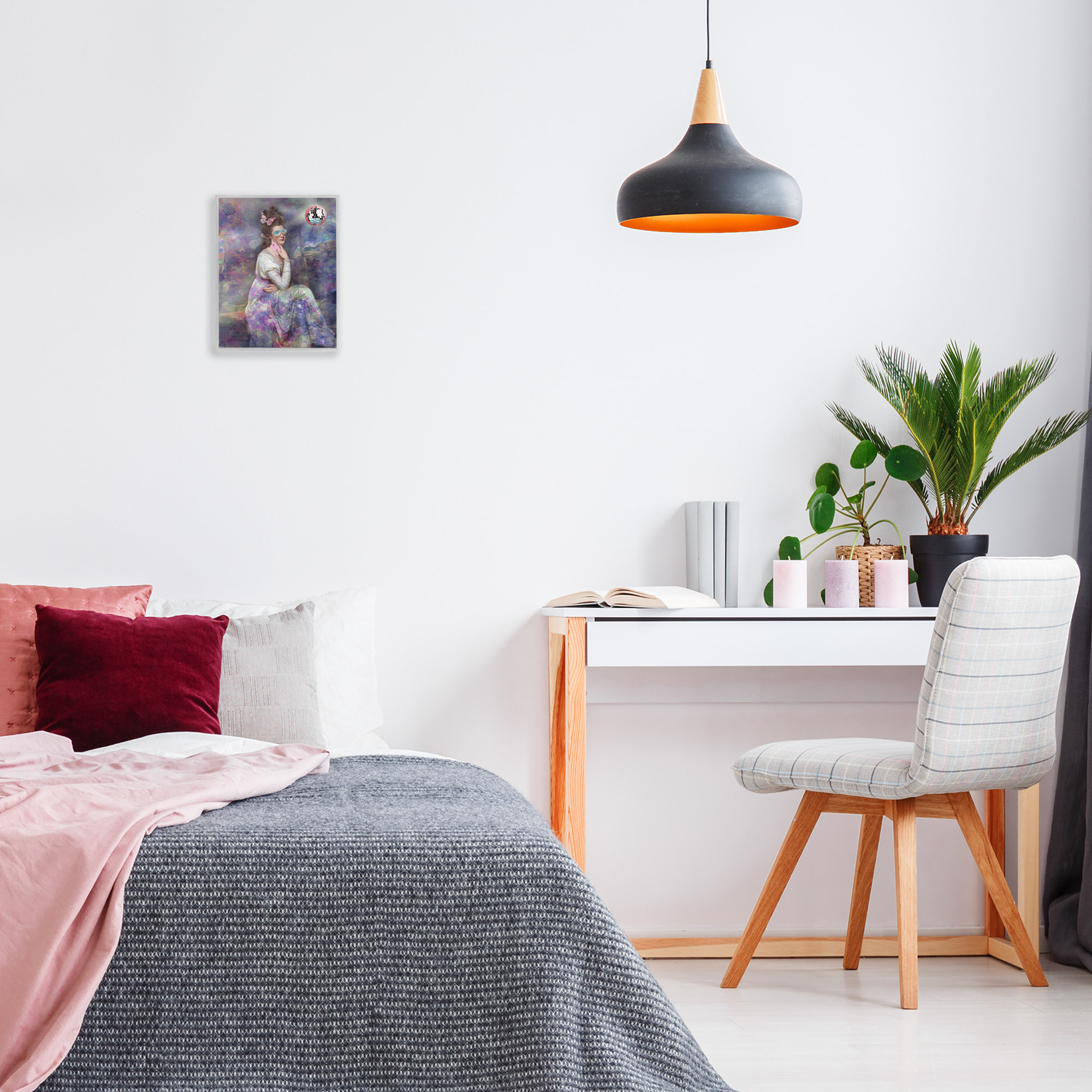 Ebern Designs Timeless Woman with Disco Ball Framed Giclee Art by ...