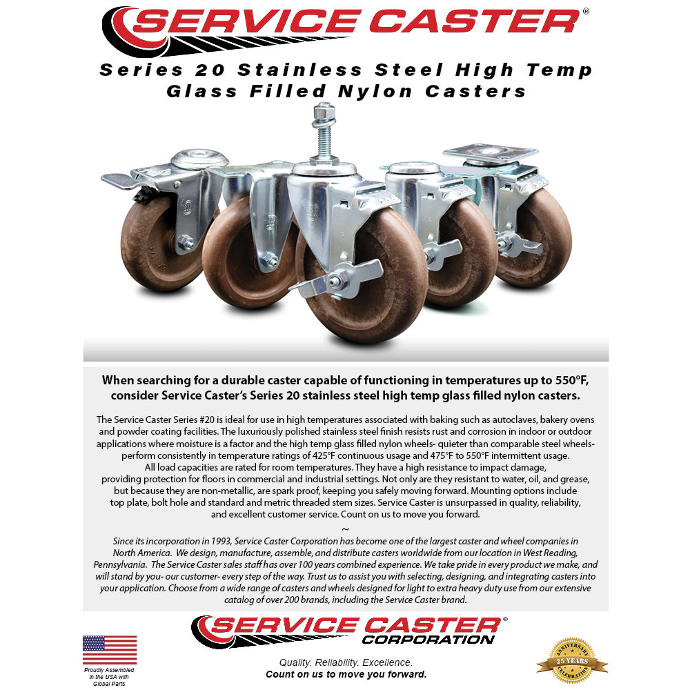 Service Caster 4 Inch SS High Temp Glass Filled Nylon Swivel 10mm ...