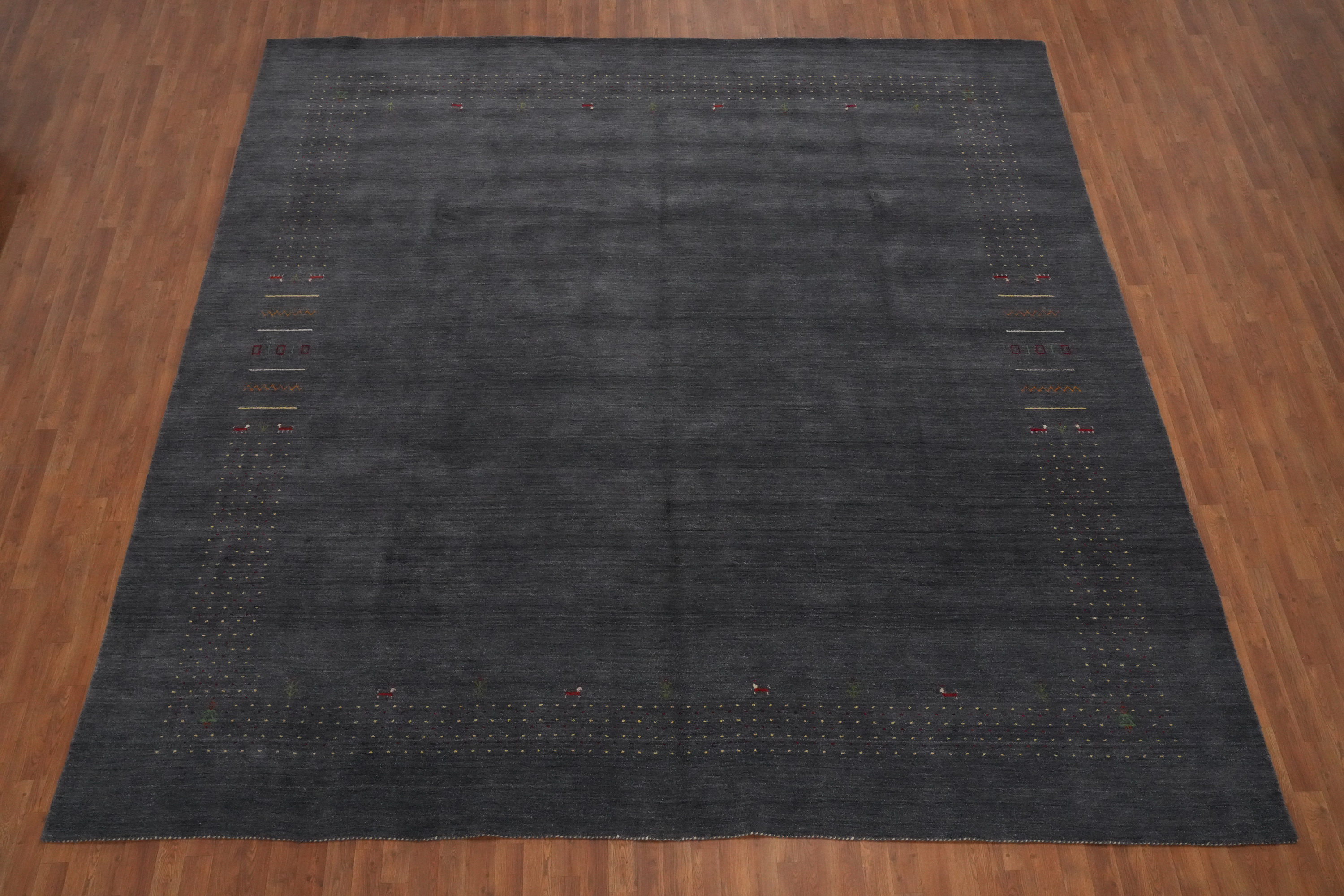 Hokku Designs Elegant Dark Charcoal Gabbeh Style Large Rug 12x12 with ...