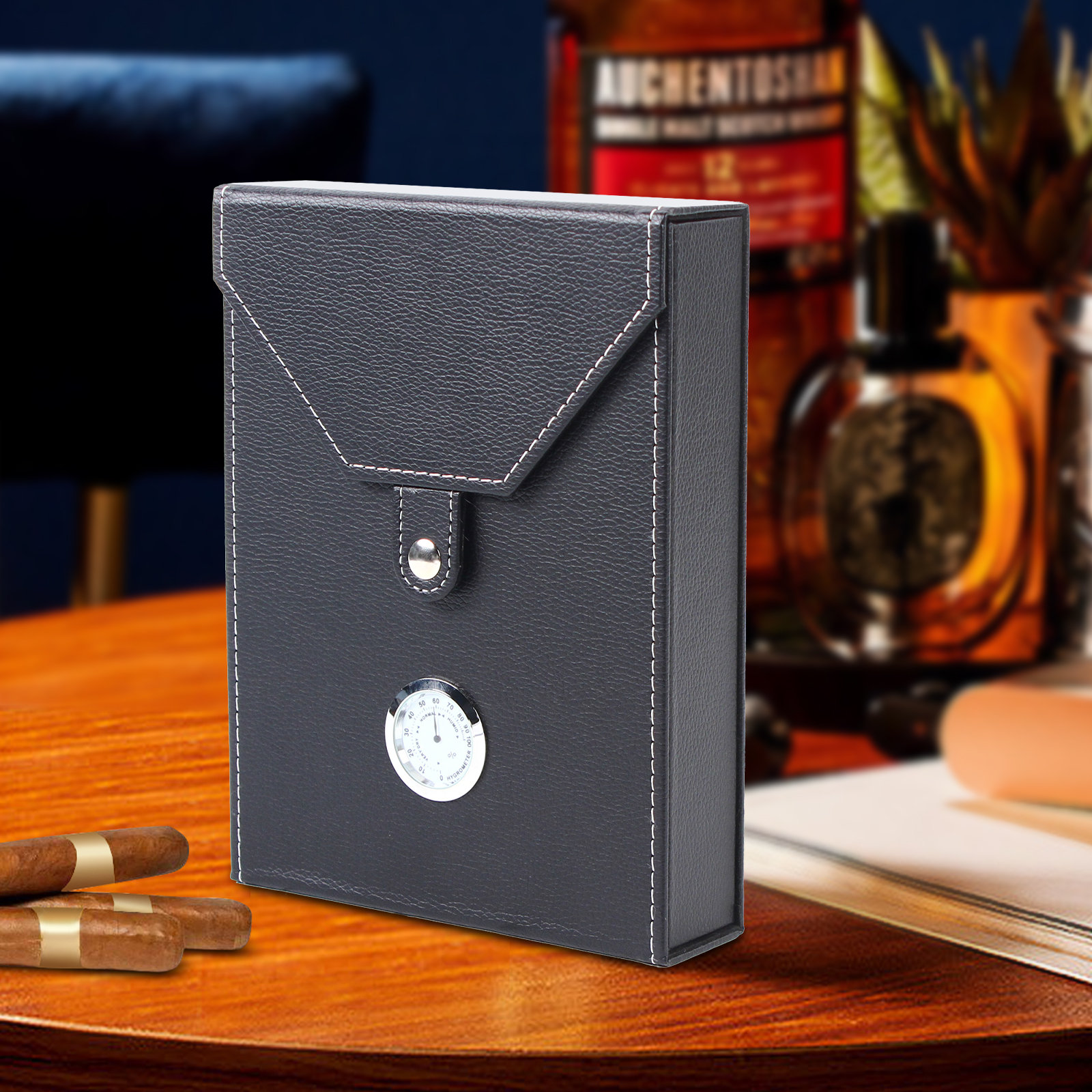 Winston Porter Handmade Faux Leather Cigar Box | Wayfair