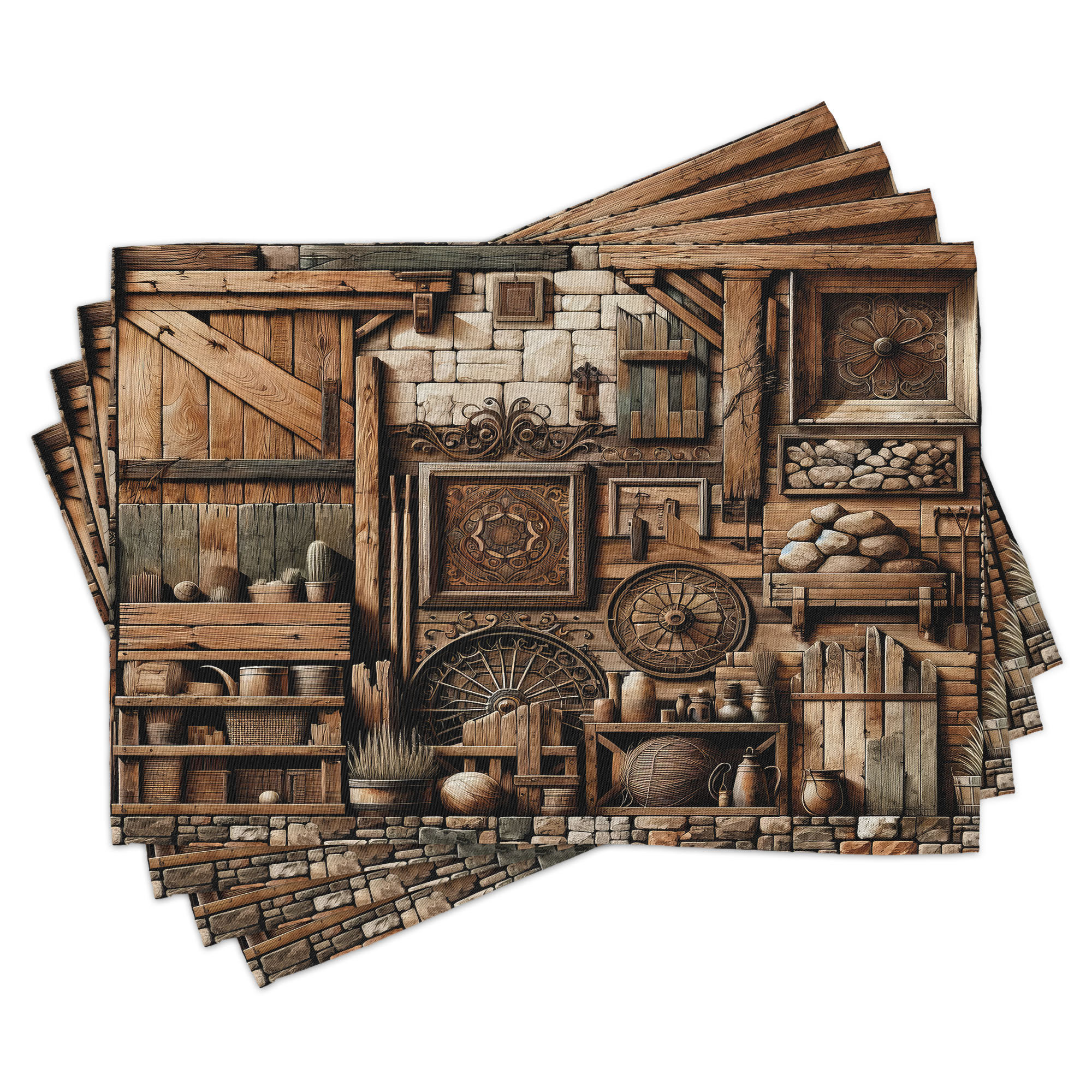 Ambesonne Rustic Place Mats Set of 4 Medieval Cottage Scene Art ...
