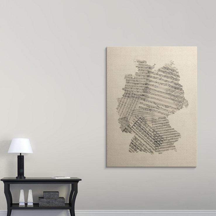 Ebern Designs Francy " Old Sheet Music Map Of Germany Map " by Michael ...