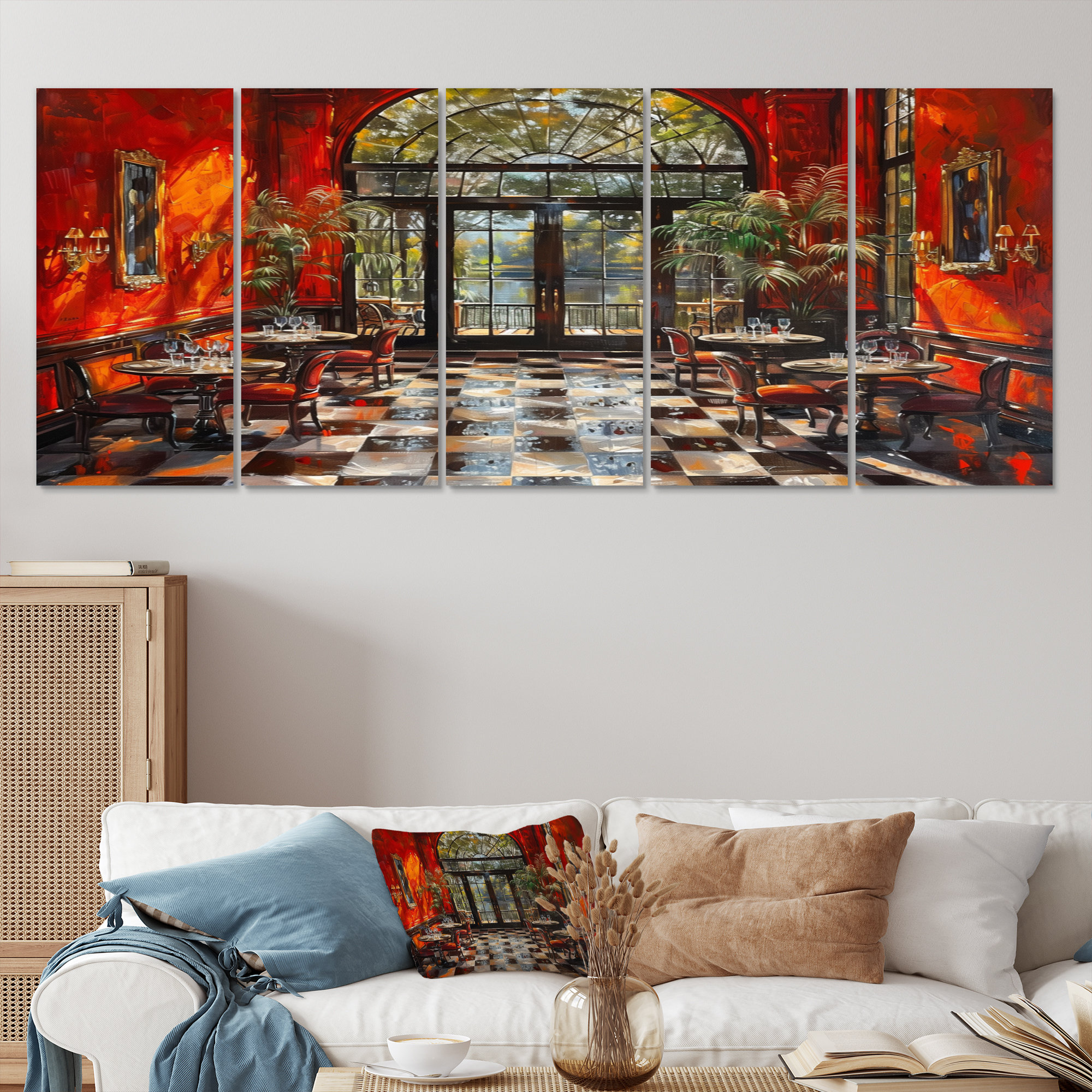 Winston Porter Red Black Country Club Hallway Elegance - Country Clubs ...