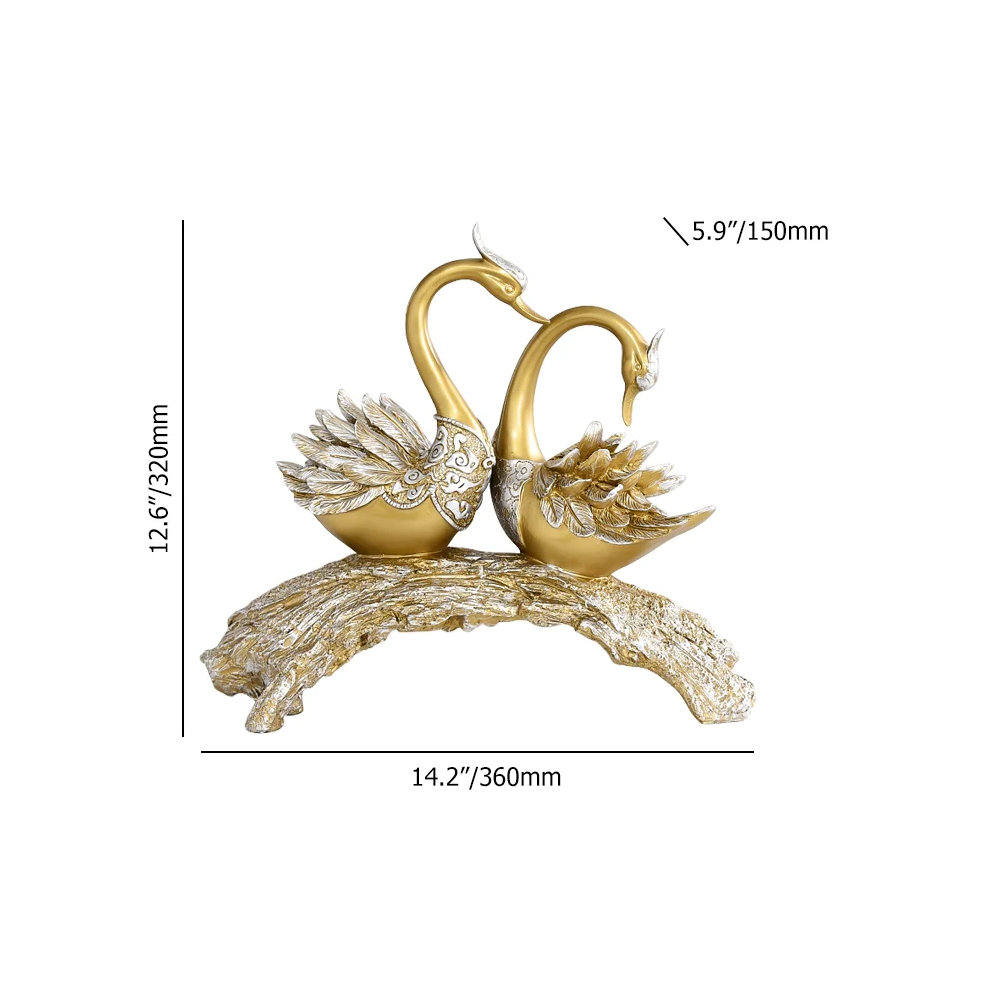 House of Hampton® 14.2" Gold Modern Simulation Couple Swan Sculpture ...