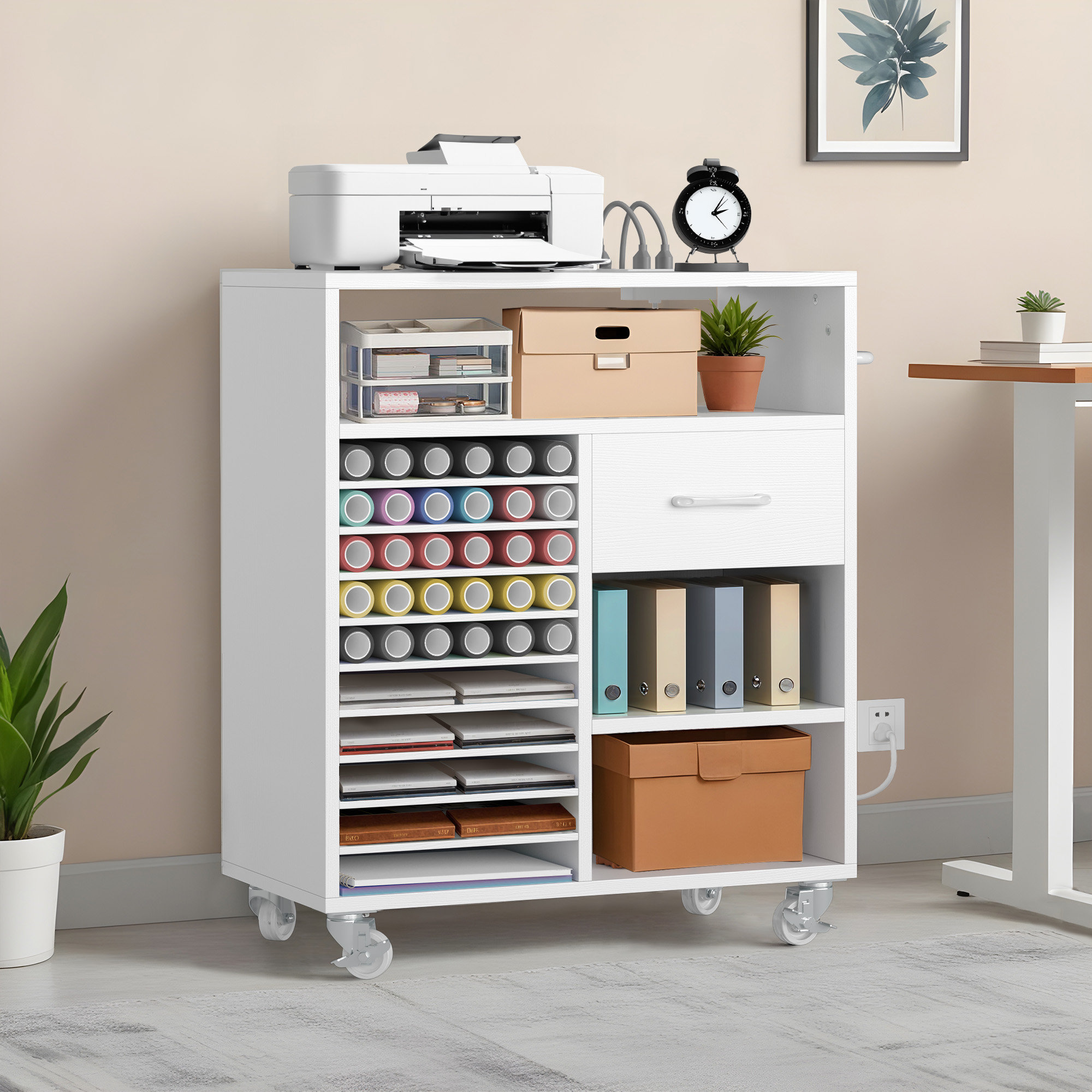 Latitude Run® Storage Craft Cart Craft Table Compatible with Cricut ...