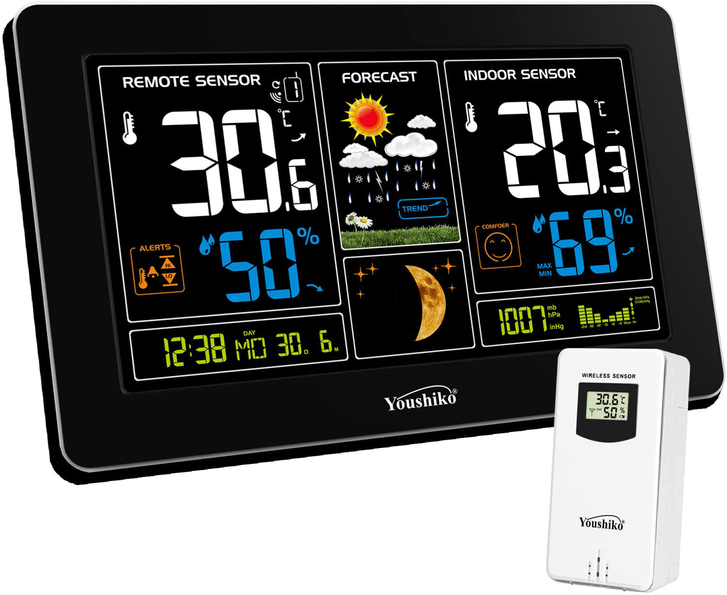 Youshiko Wireless Weather Station Radio Controlled Clock | Wayfair.co.uk