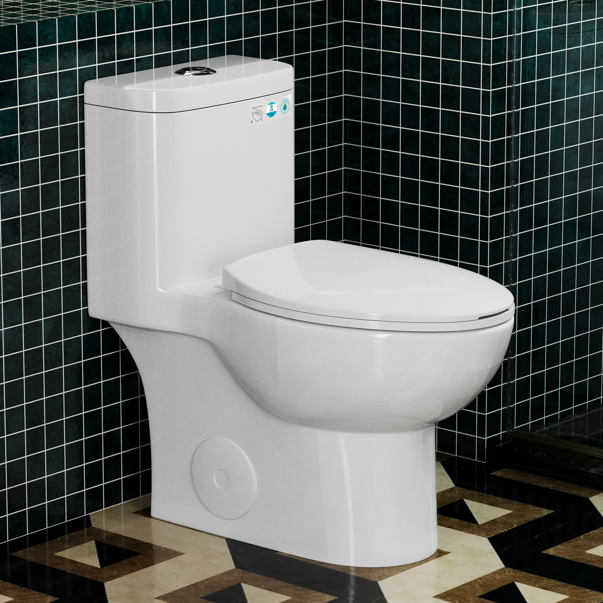 J&S HOME Compact One-Piece Toilet with Comfort Chair Seat – ADA 17 ...