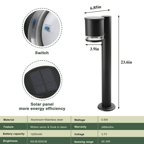 inowel Solar Outdoor Light Solar Pathway Light Wireless LED Tall Street ...