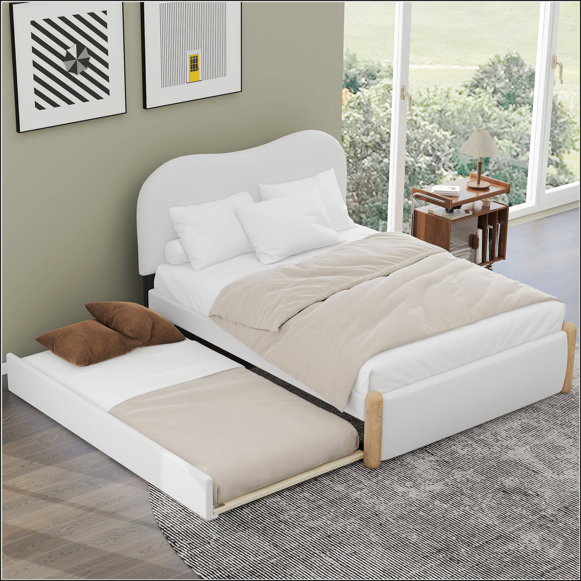 Latitude Run® Upholstered Platform Bed With Wood Supporting Feet And ...