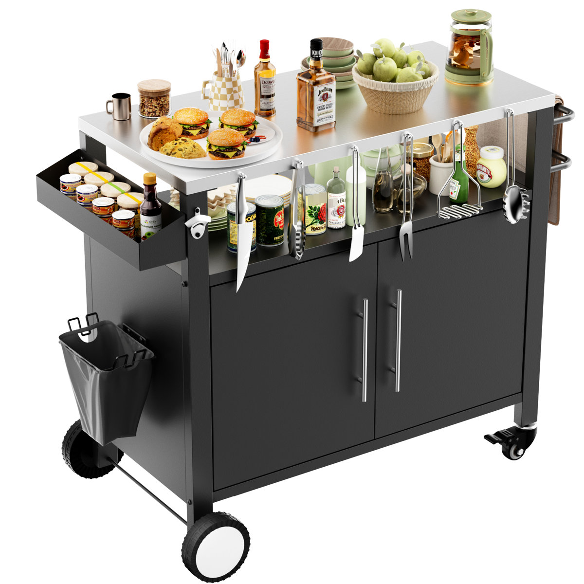 Wovilo Outdoor Bar Cart With Enough Space For Propane Tanks And Grill ...