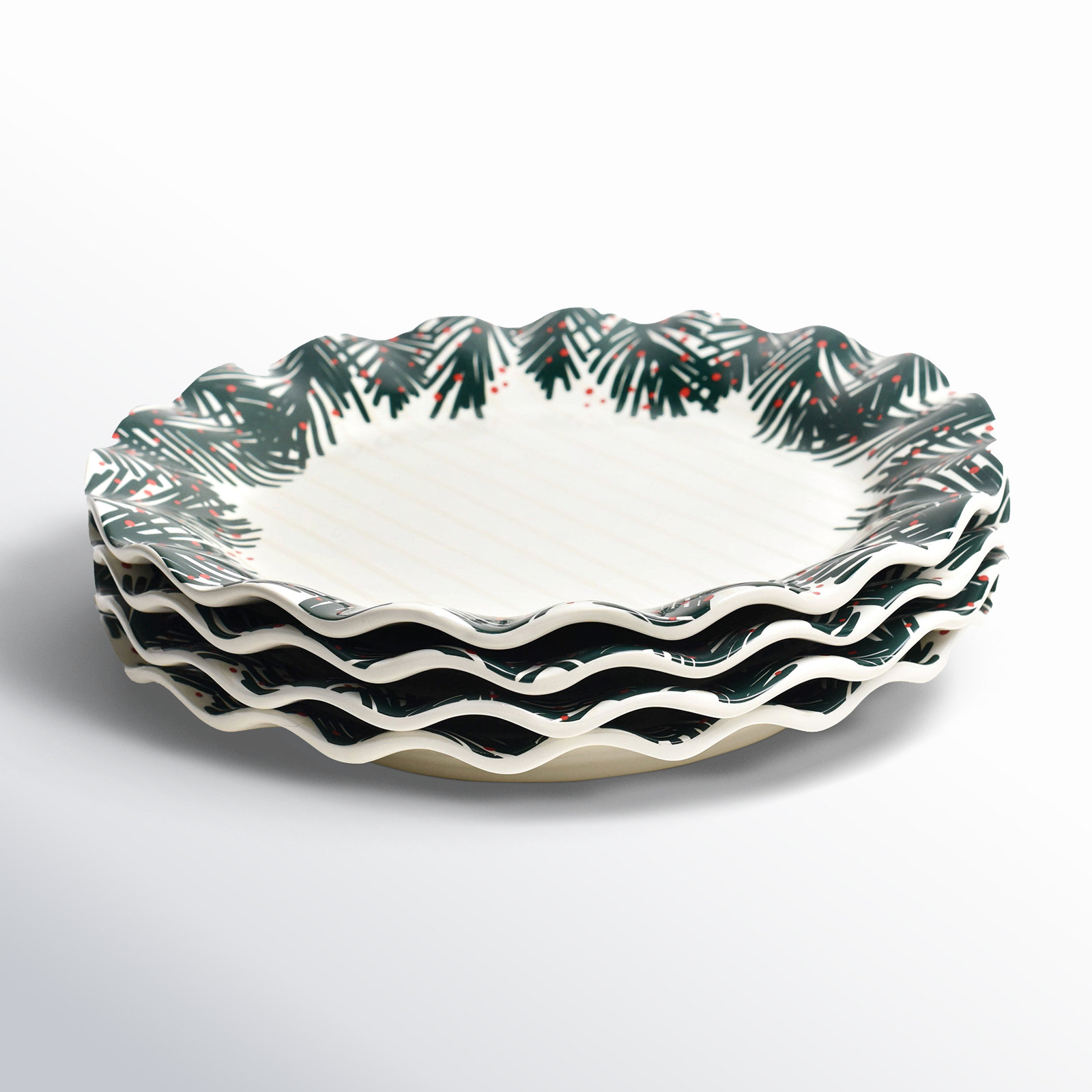 Coton Colors by Laura Johnson Ruffle Plate Pine Set Of 4 | Birch Lane