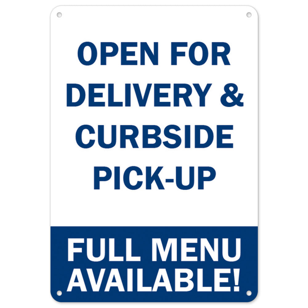 SignMission Open For Delivery & Curbside Pick-up Plastic Sign 18" X 12 ...