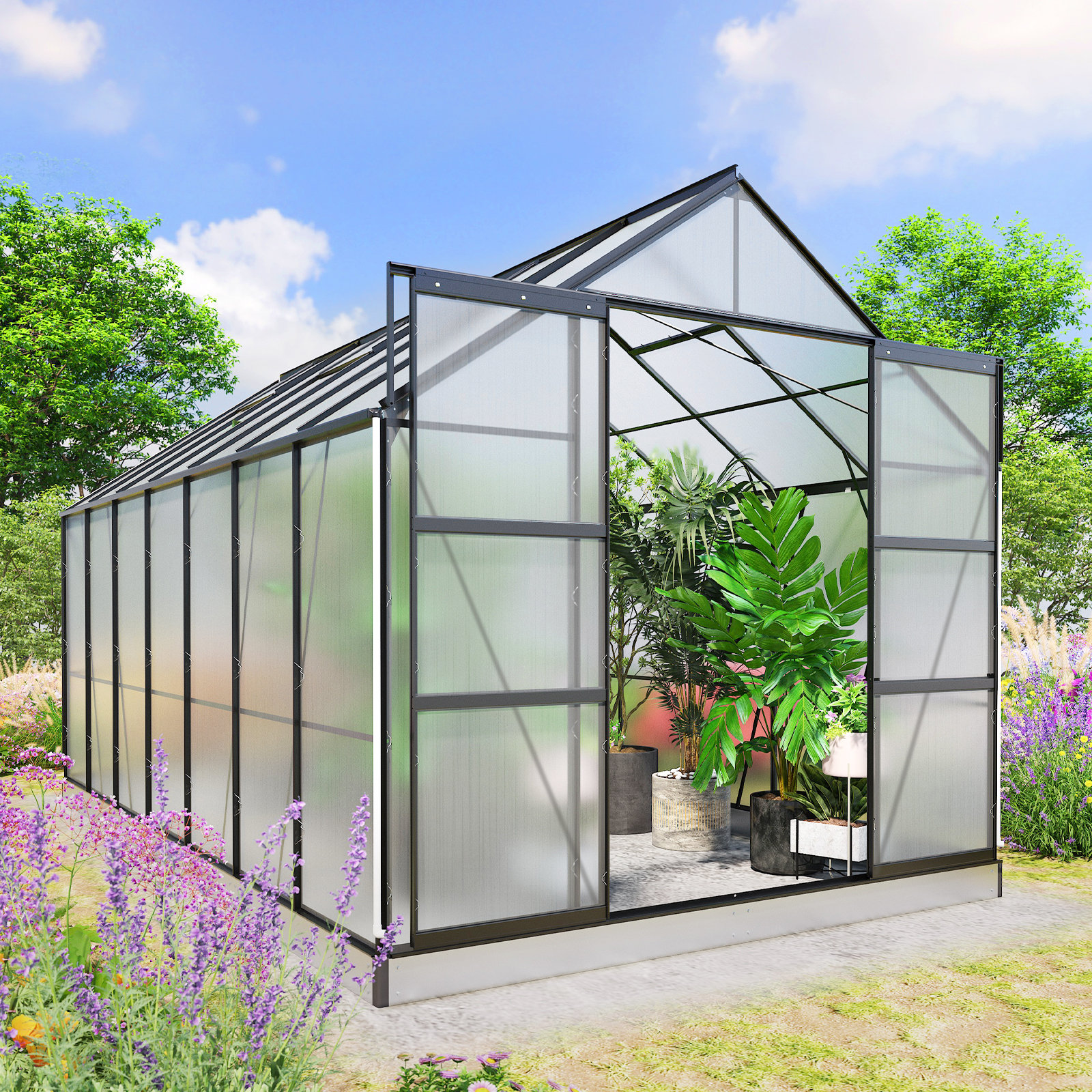 EAGLE PEAK 8x14 ft Large Walk-In Aluminum Frame Polycarbonate Hobby ...
