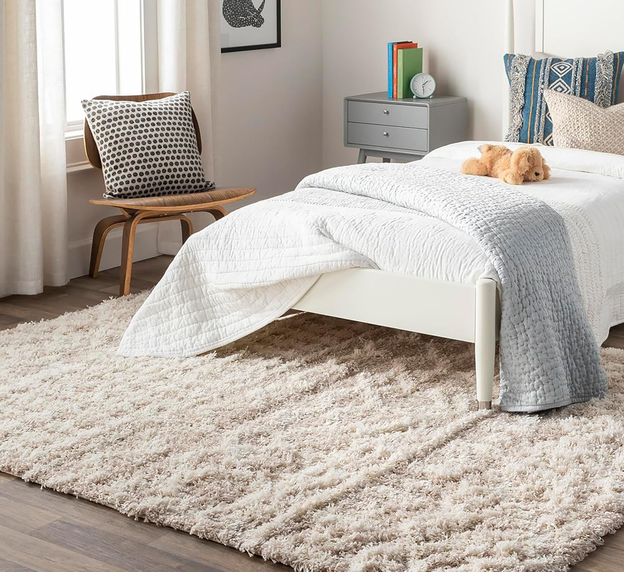 Dakota Fields Moroccan Shag Area Rug, 4'3" X 5'7", Beige - Wayfair Canada