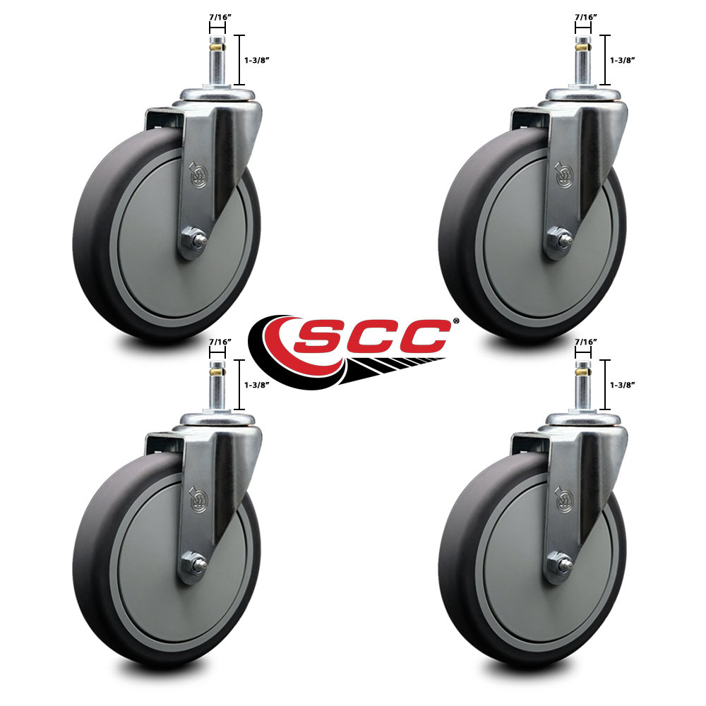 Service Caster 6 Inch Thermoplastic Rubber Wheel Swivel 7/16 Inch Grip ...
