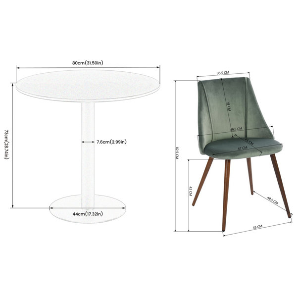 Mercer41 Compact 3-Piece Dining Set For Small Spaces, Round Dining ...