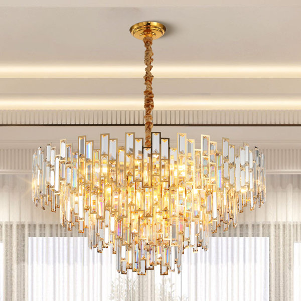 Everly Quinn Maecee Crystal Chandelier Light Fixture, 3 Tiers Luxury ...
