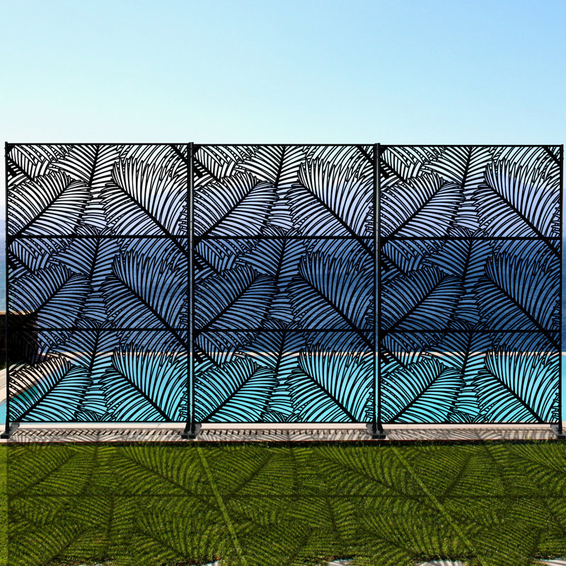 Kozyard Metal Privacy Screen Decorative Outdoor Divider With Stand ...