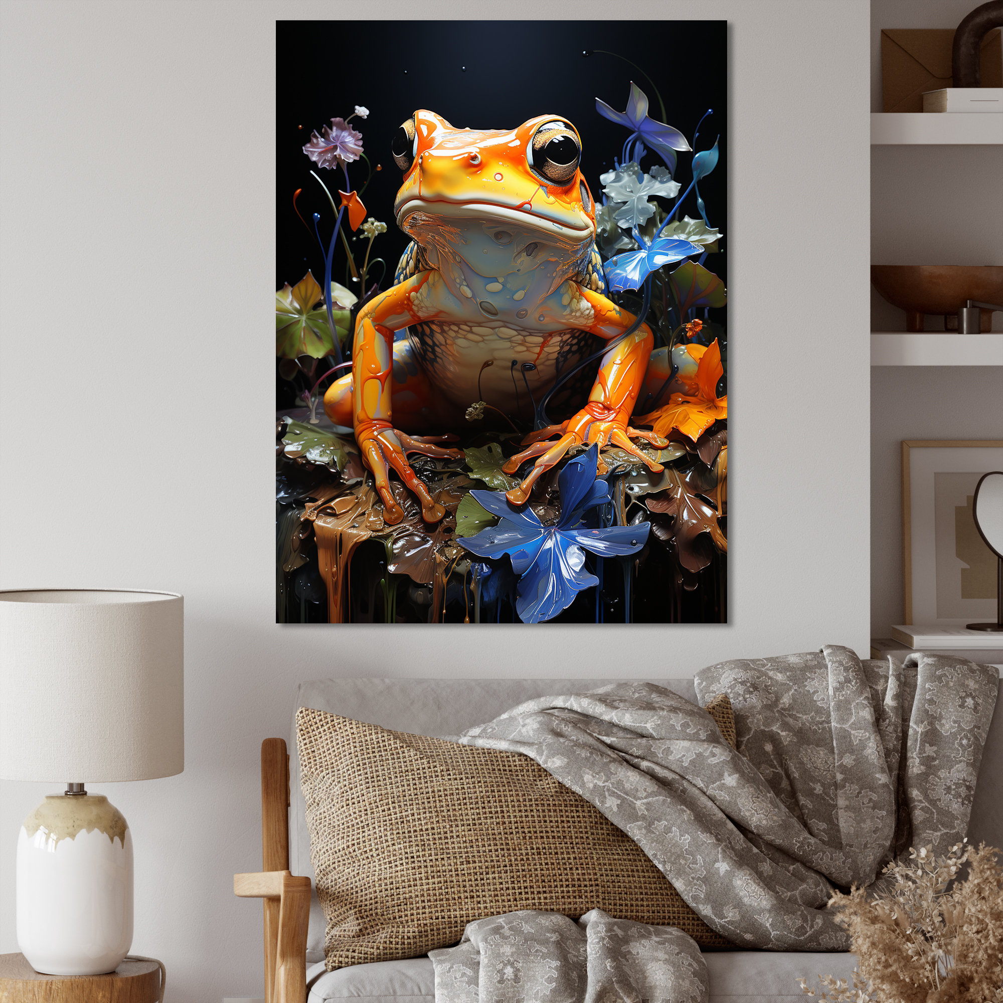 Winston Porter Orange Frog On Glass Effect - Frogs & Toads Canvas Wall ...