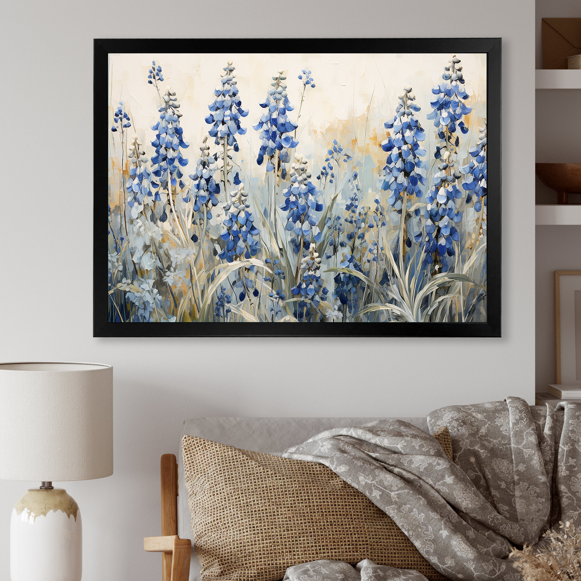 Winston Porter Elegant Blue And Beige Bonnets Meadow III - Blue Bonnets ...
