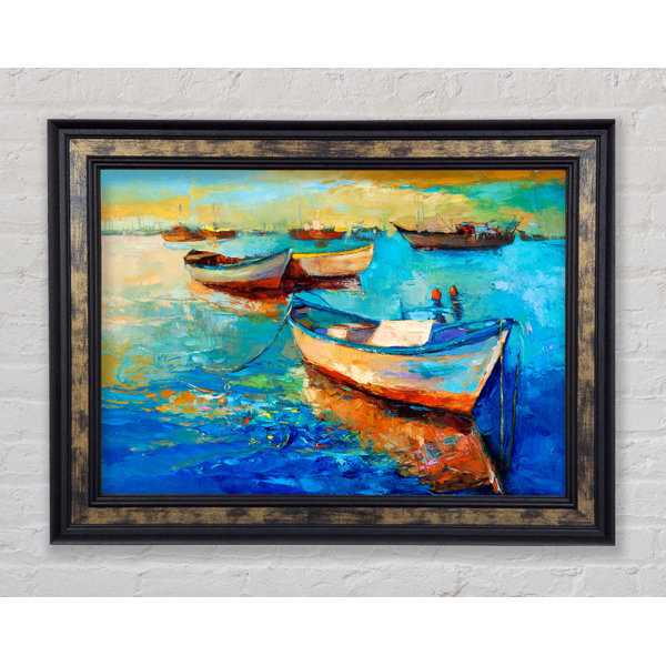Bright Star Sail Boats On The Sunset Waters - Single Picture Frame Art ...