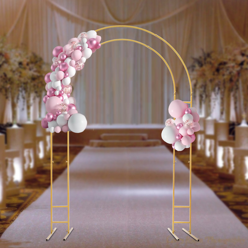 YaoTown 59'' W x 19.7'' D Steel Round Wedding Backdrop Arch, for Garden ...