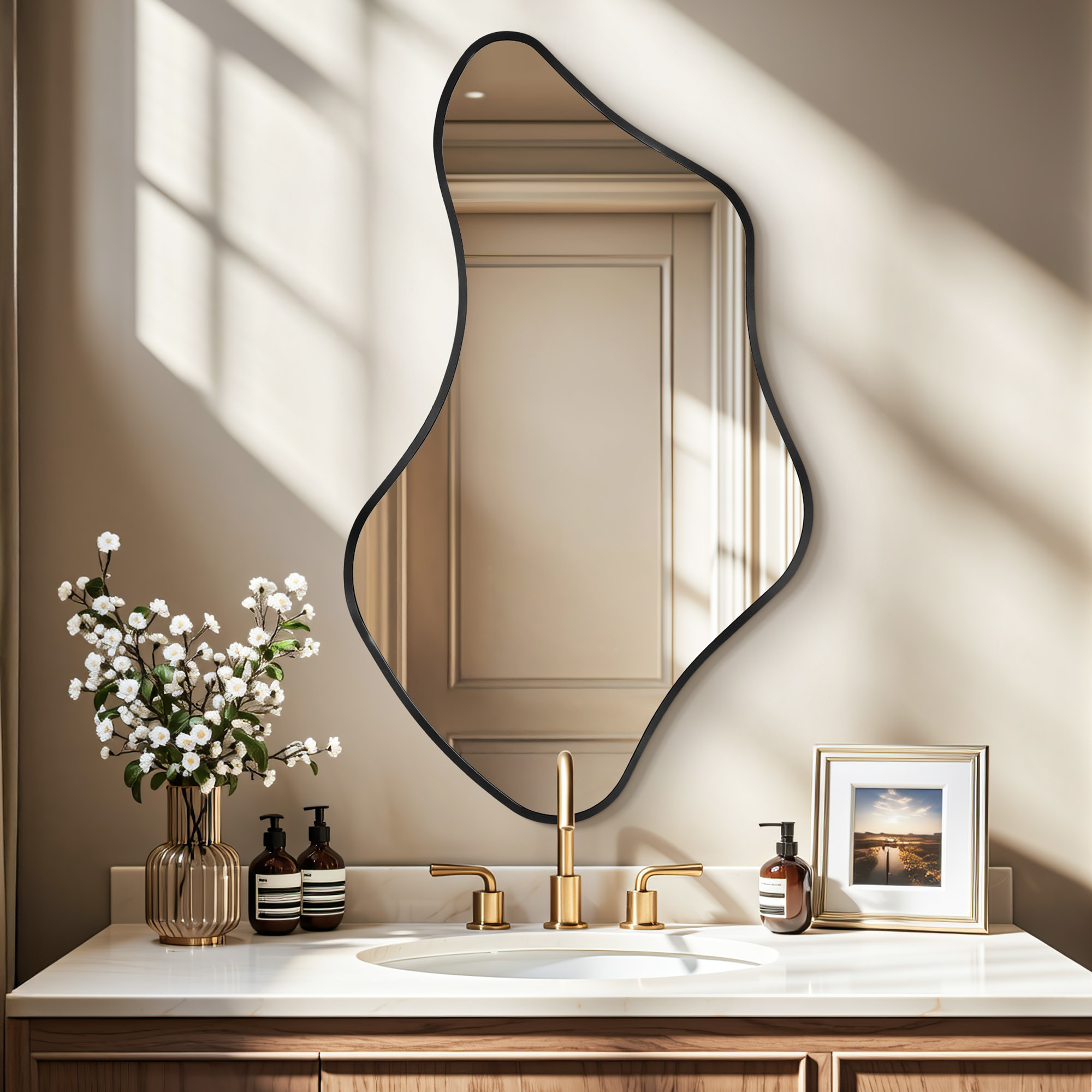 Wrought Studio™ Luxury Asymmetrical Wall Mirror, Designer Irregular ...