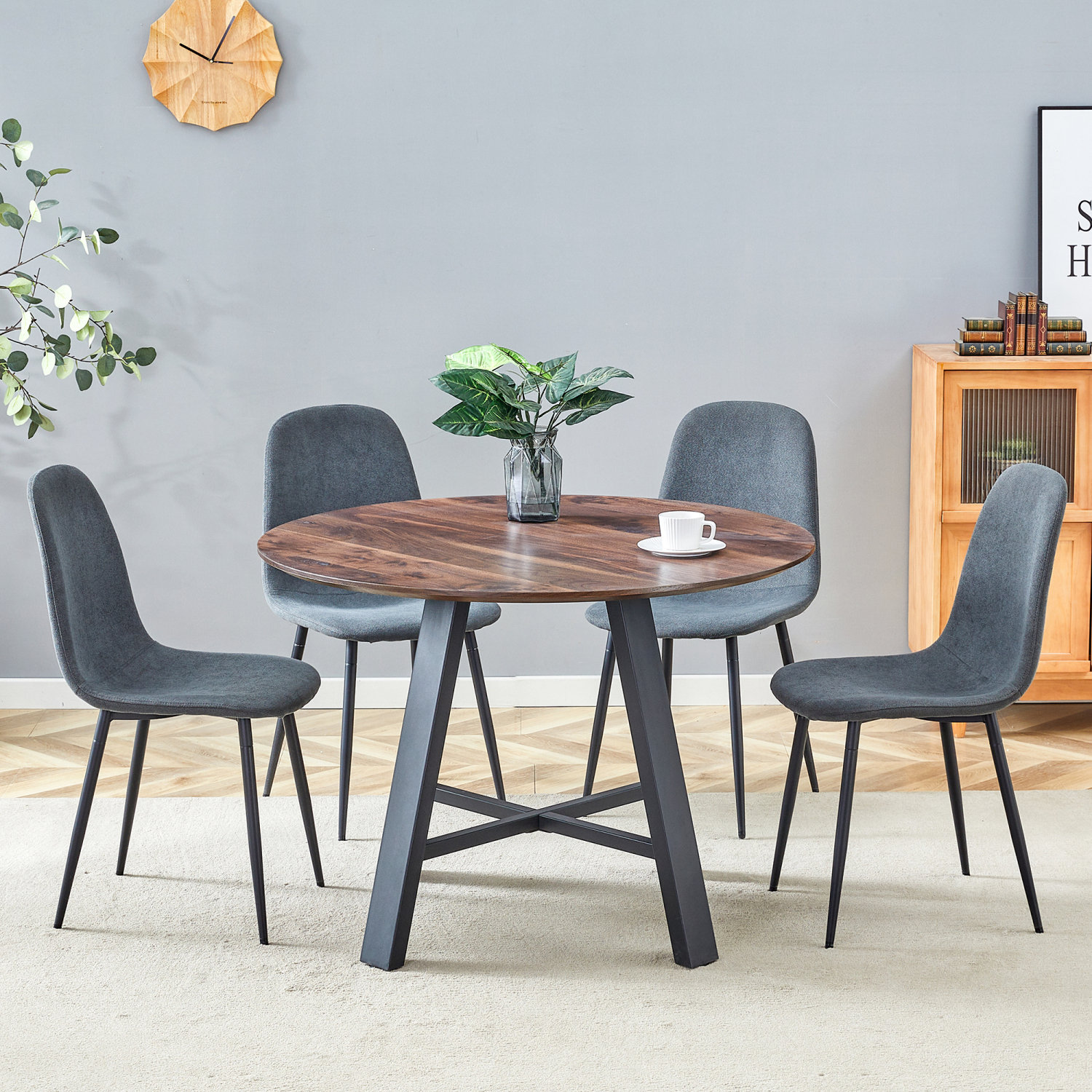 George Oliver Table And Chair Set.42 Inch Diameter Modern Minimalist ...