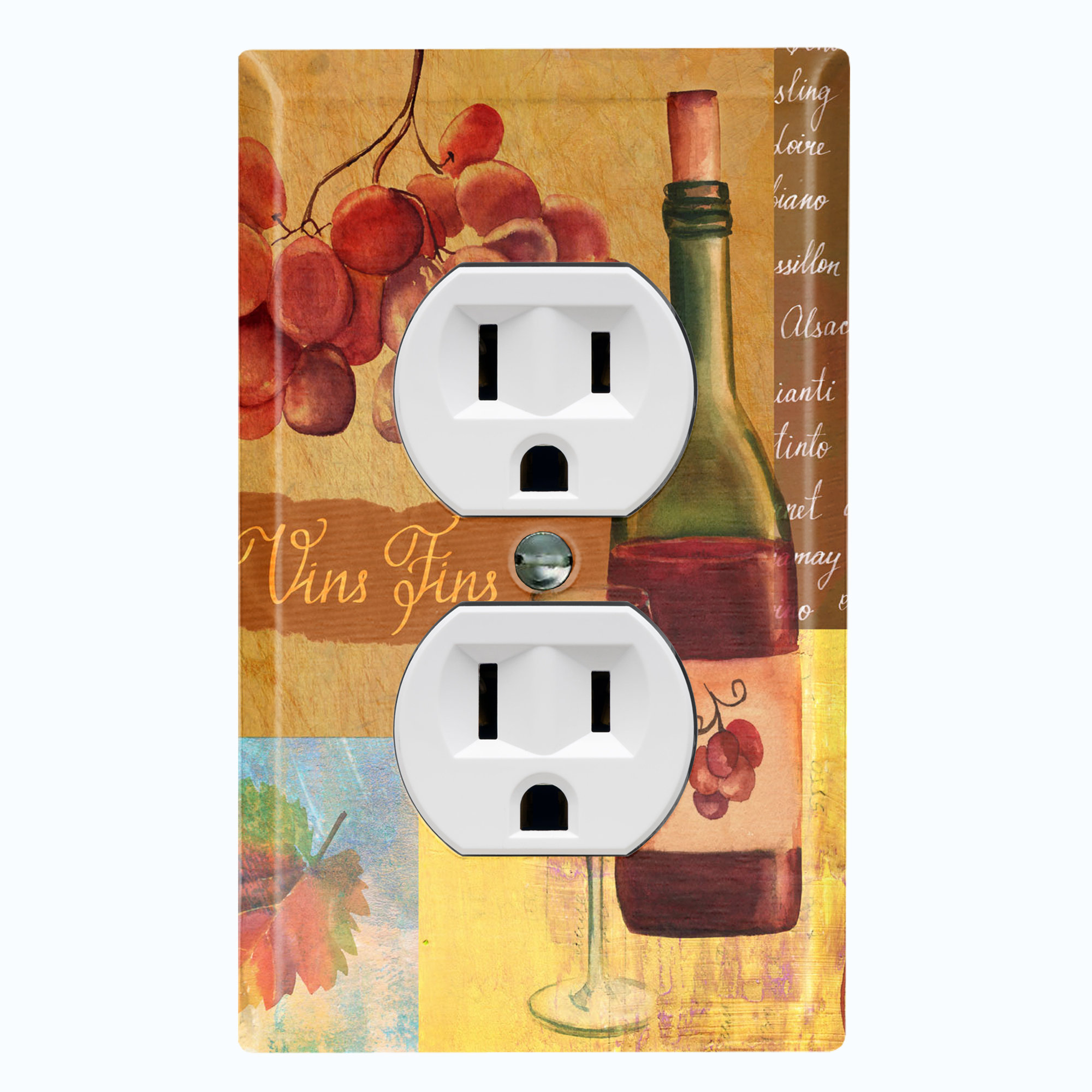 WorldAcc Metal Light Switch Plate Outlet Cover (Red Wine Glass Grapes ...