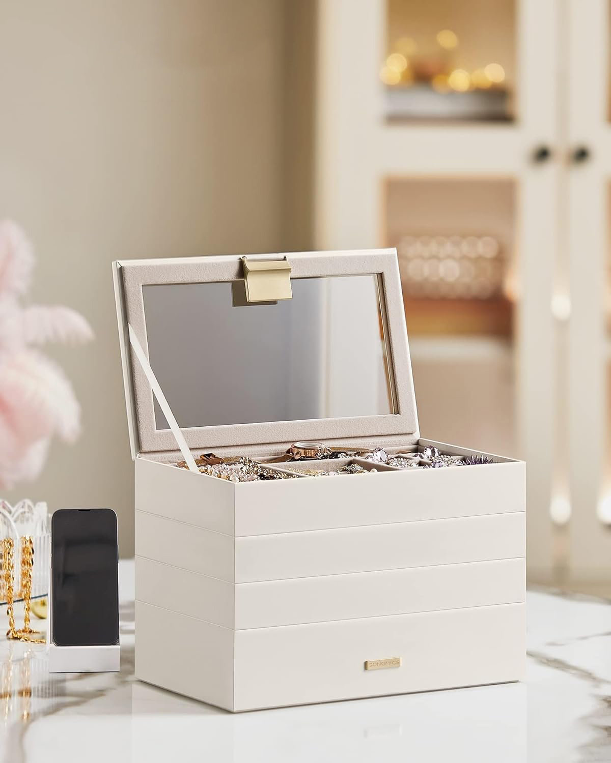 Mercer41 Stackable Jewelry Trays, 4-Tier Jewelry Box, Drawer Jewelry ...