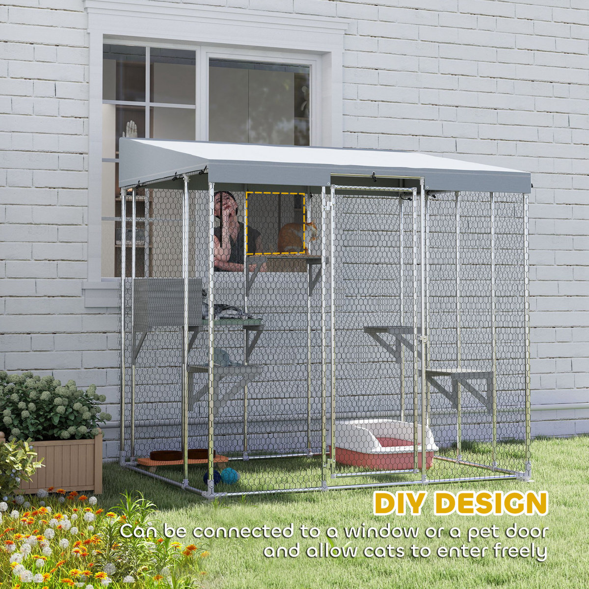 Tucker Murphy Pet™ Large Catio Outdoor Cat Enclosure, Galvanized Steel ...