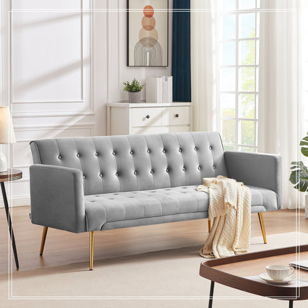 Mercer41 Derting 70.07'' Velvet Convertible Sofa | Wayfair