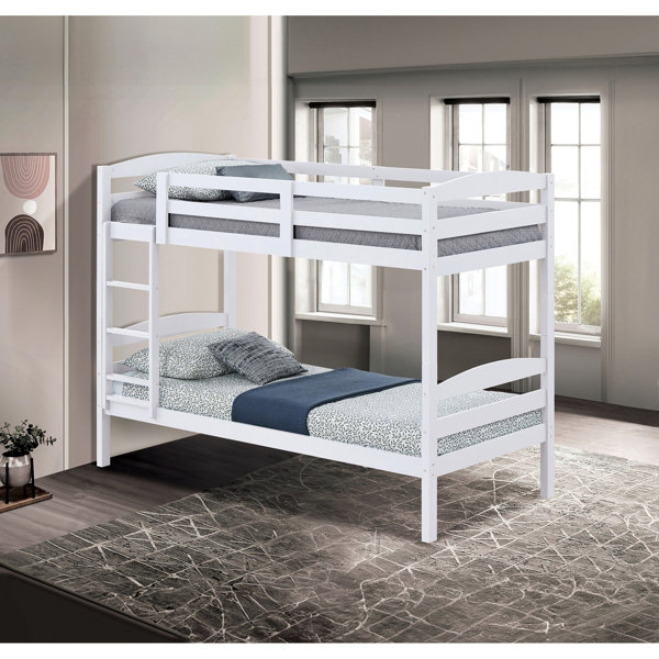 Latitude Run® White Transitional Twin Over Bunk Bed, Solid & Engineered ...