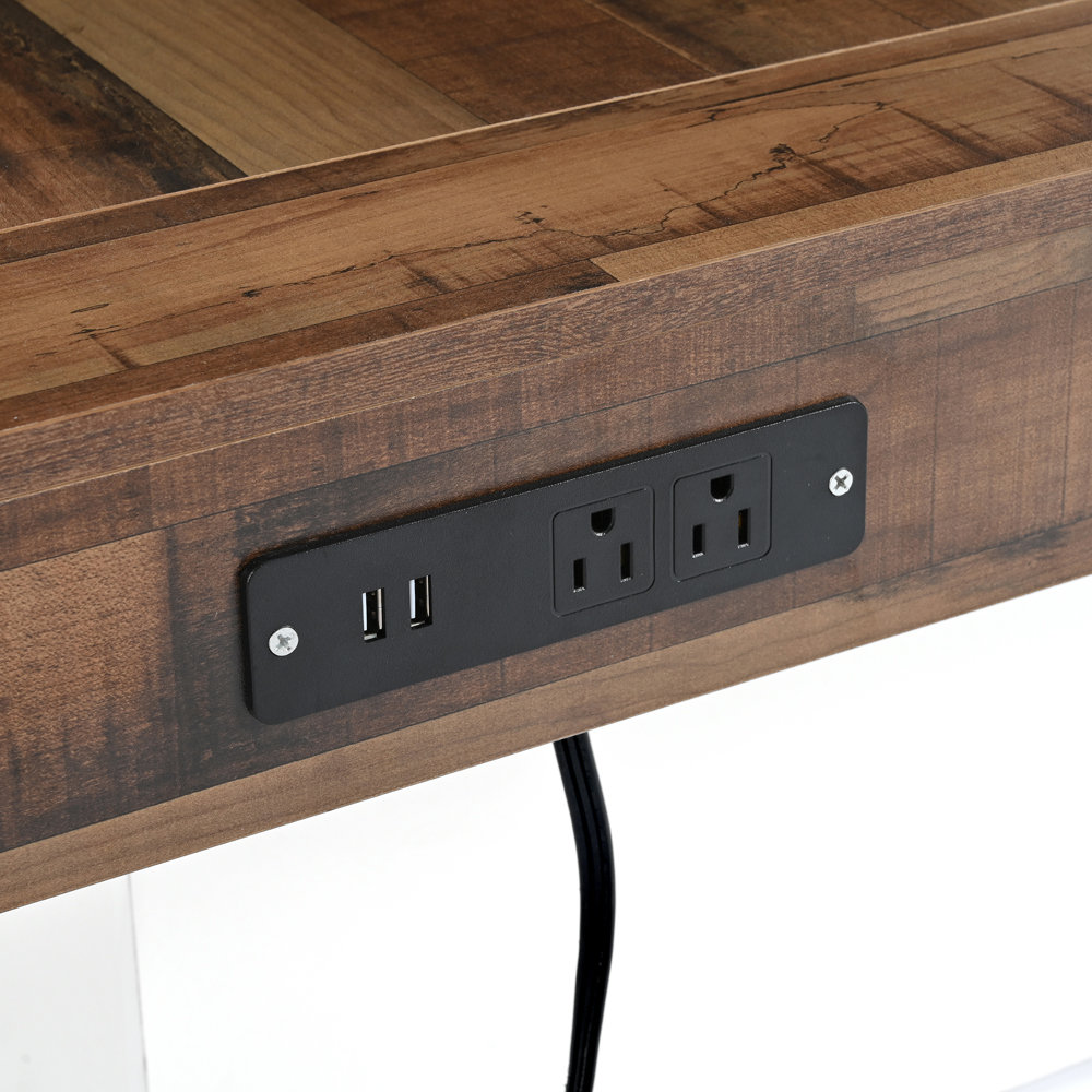 Millwood Pines Farmhouse Coffee Table With 2 USB Ports And Outlets ...