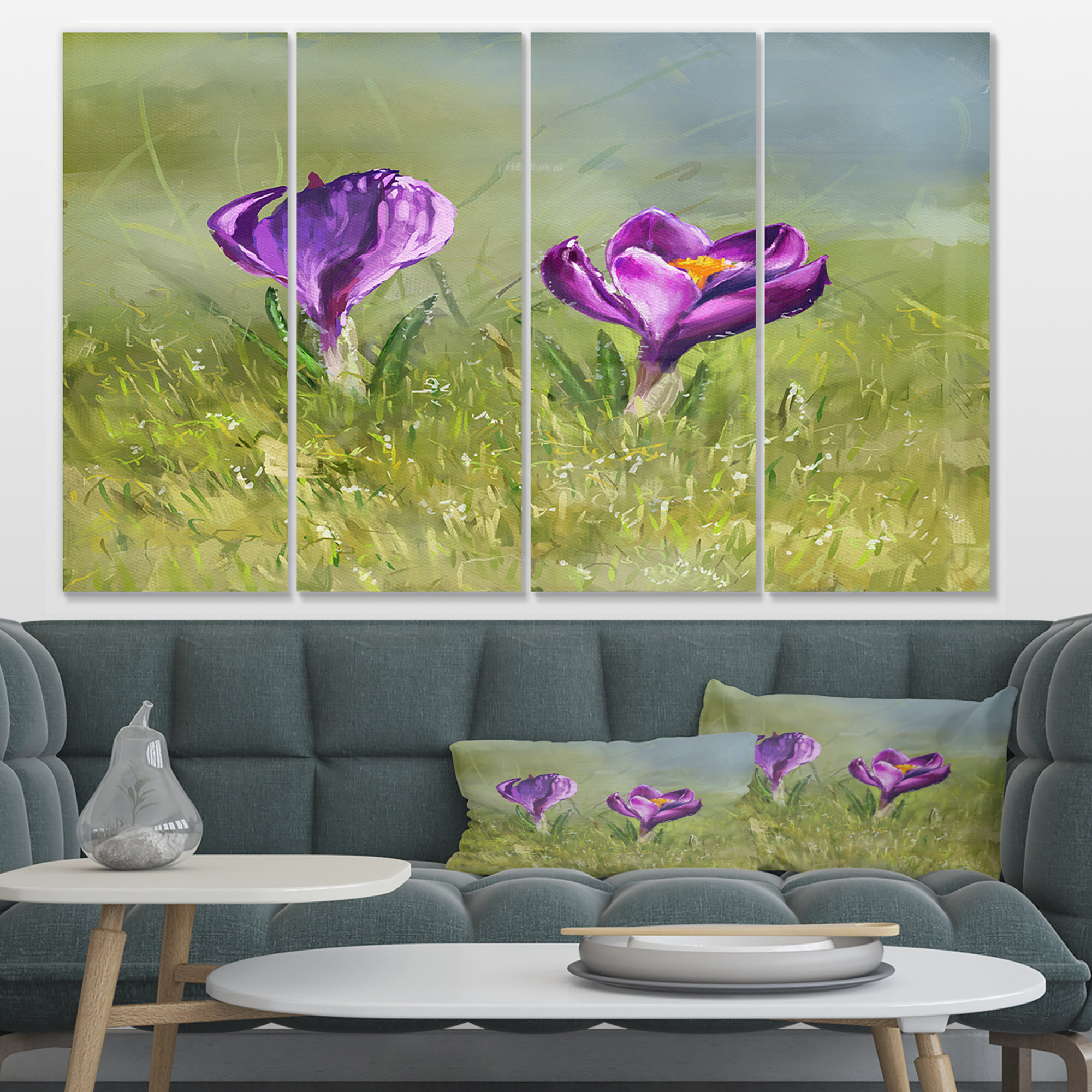East Urban Home Crocus Couple - Multipanel Floral Metal Wall Art ...