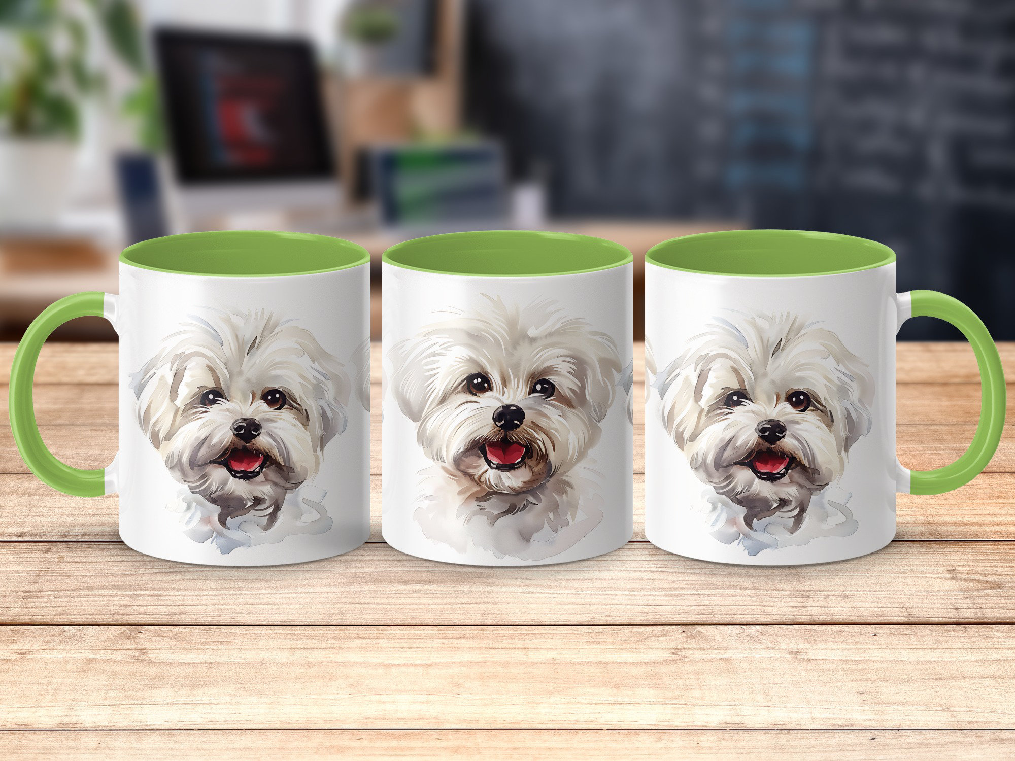 East Urban Home Set of 2 – Samoyed Dog Watercolor Design 11oz Coffee ...