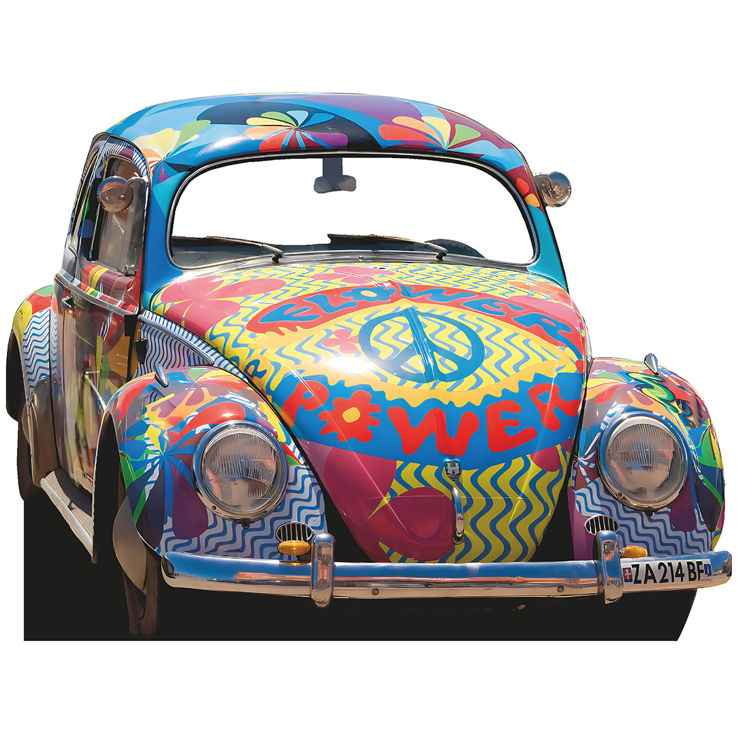 Wet Paint Printing Hippie Bug Groovy Car 60s Flower Power Woodstock ...