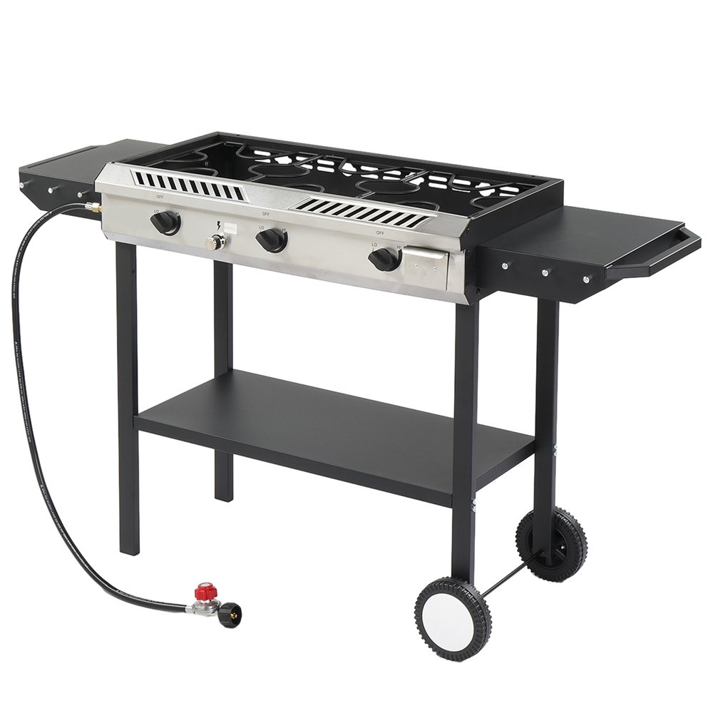 Winado 3 Burner 225,000 BTU Outdoor Propane Gas Stove Side Shelves ...