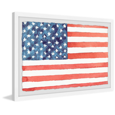 Marmont Hill Flag Of America Framed On Paper Painting | Wayfair
